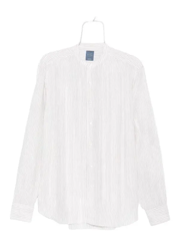 BARBA NAPOLI Striped Collarless Shirt - White