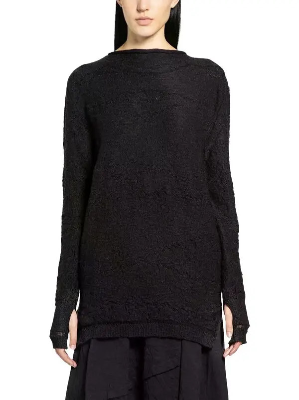 HALOS Textured Knit Sweater With Thumbhole Cuffs - Black