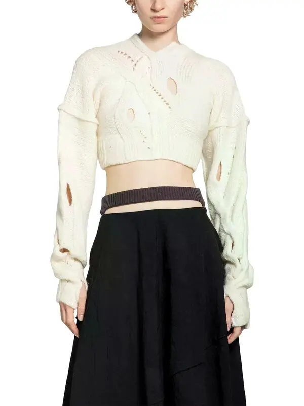 HALOS Cable Knit Crop Top - Neutrals