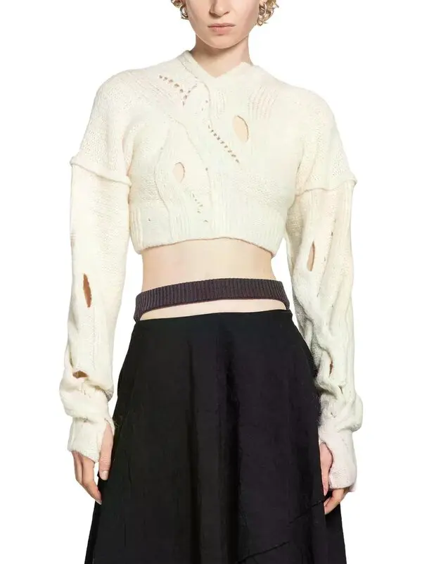 HALOS Cable Knit Crop Top - Neutrals