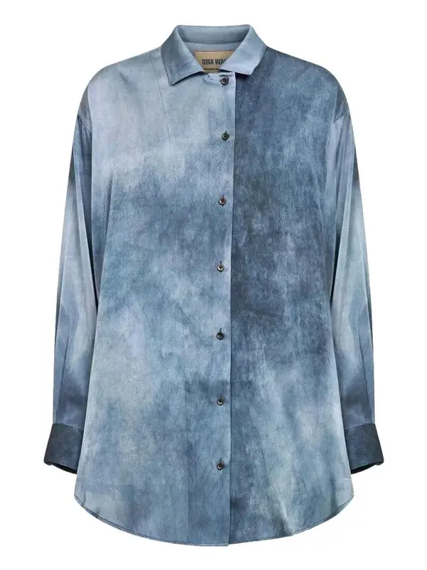 UMA WANG Buttoned Gradient Silk Shirt - Blue