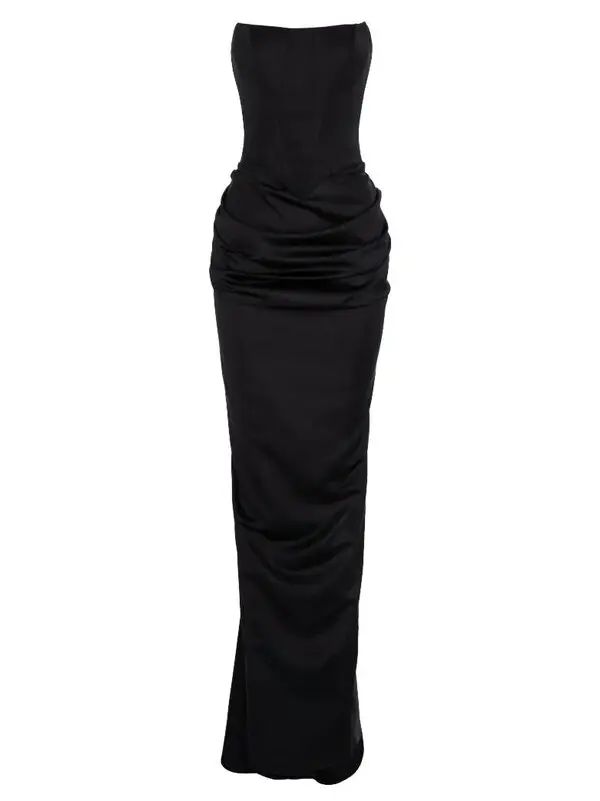 V:PM ATELIER Flavia Draped-detail Maxi Dress - Black