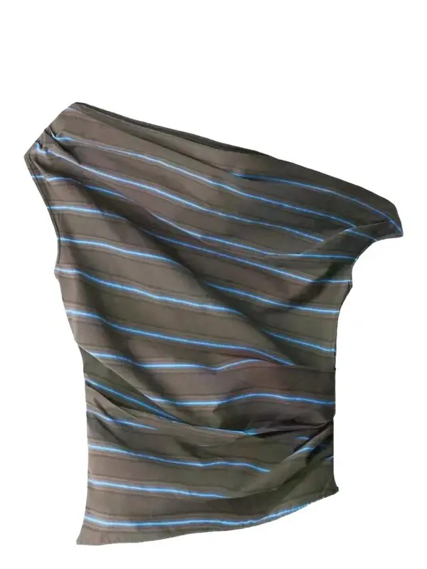 Staud Striped One-shoulder Top - Brown