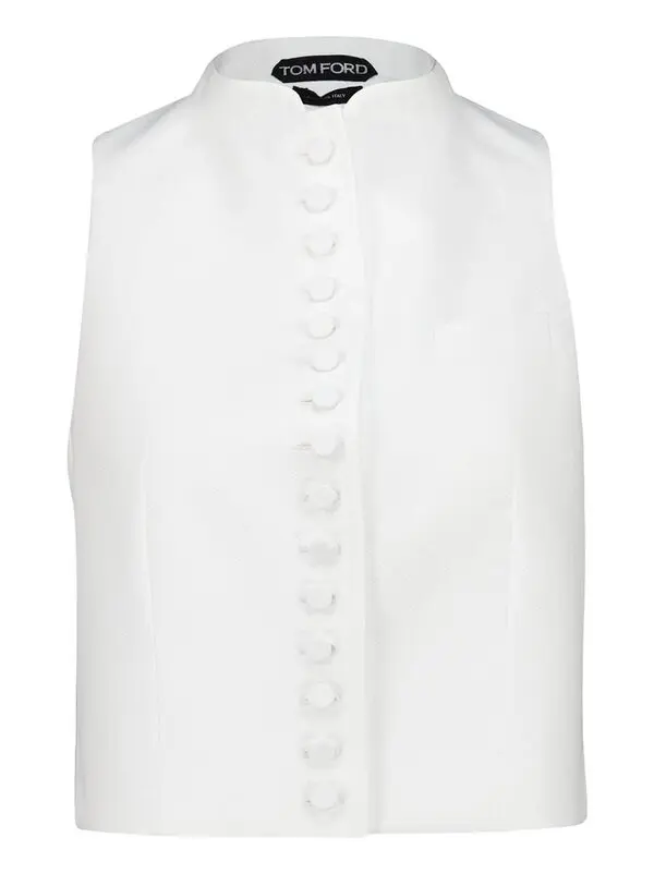 TOM FORD Cotton Waist-length Buttoned Top - White