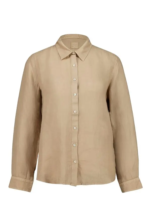 120% Lino Savana Long-sleeve Linen Shirt - Beige