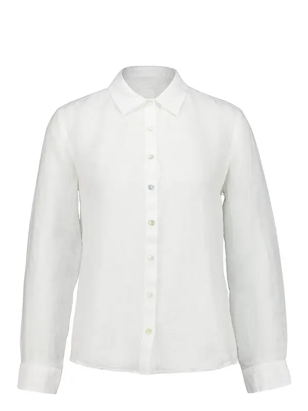 120% Lino Linen Long-sleeve Shirt - White