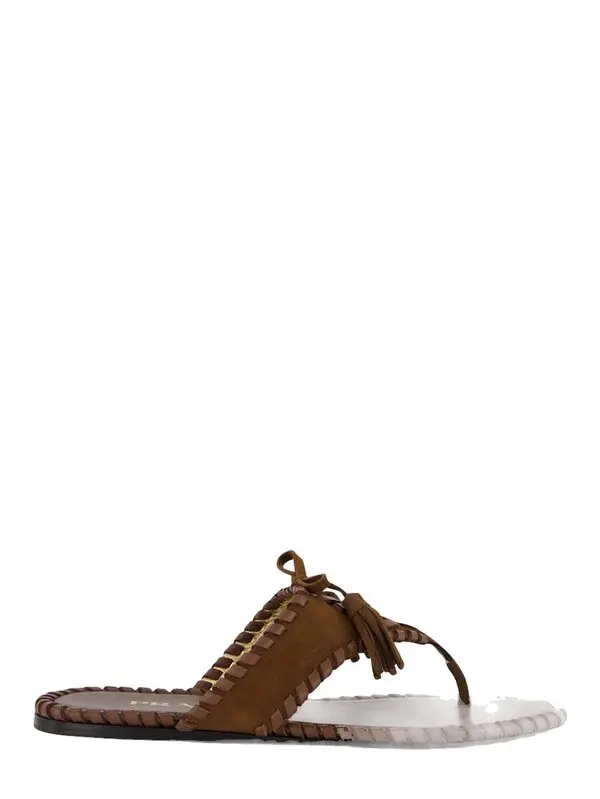 Prada Braided Thong Sandals - Brown
