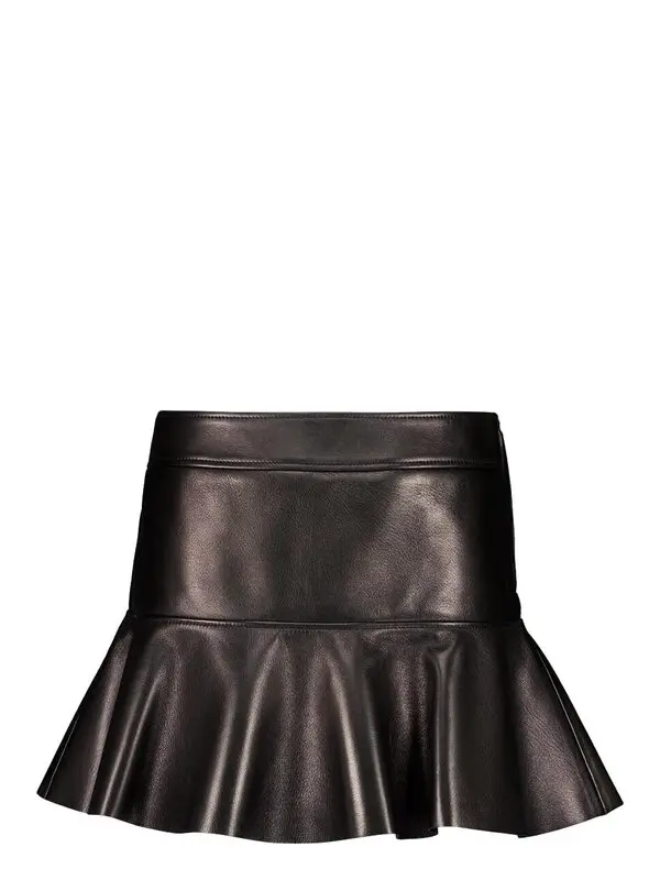 TOM FORD Shiny Plonge Leather Mini Skirt - Black