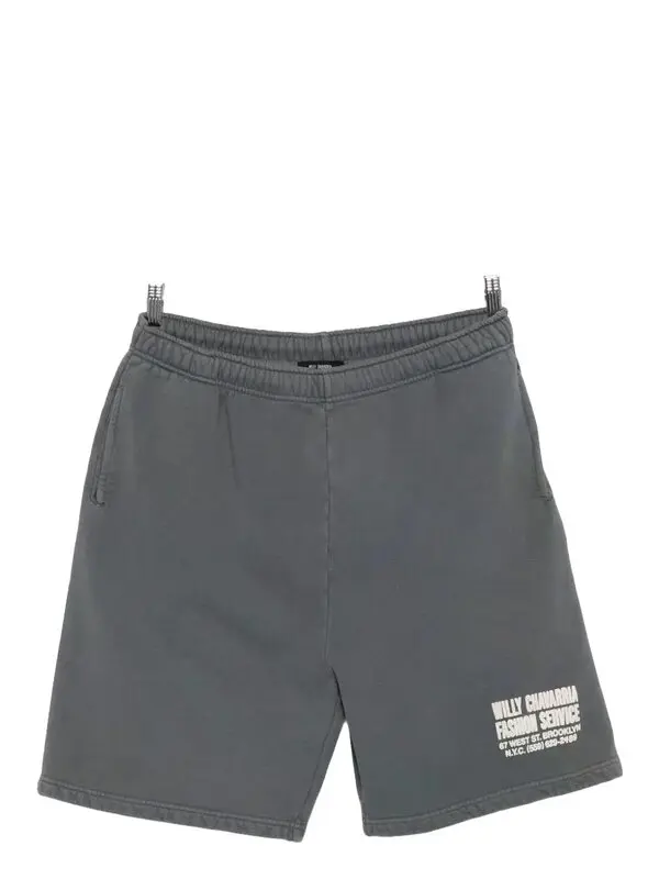 WILLY CHAVARRIA Drawstring Logo Shorts - Grey