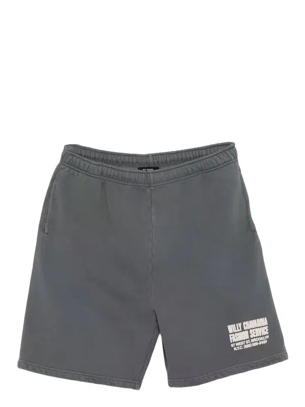 WILLY CHAVARRIA Drawstring Logo Shorts - Grey