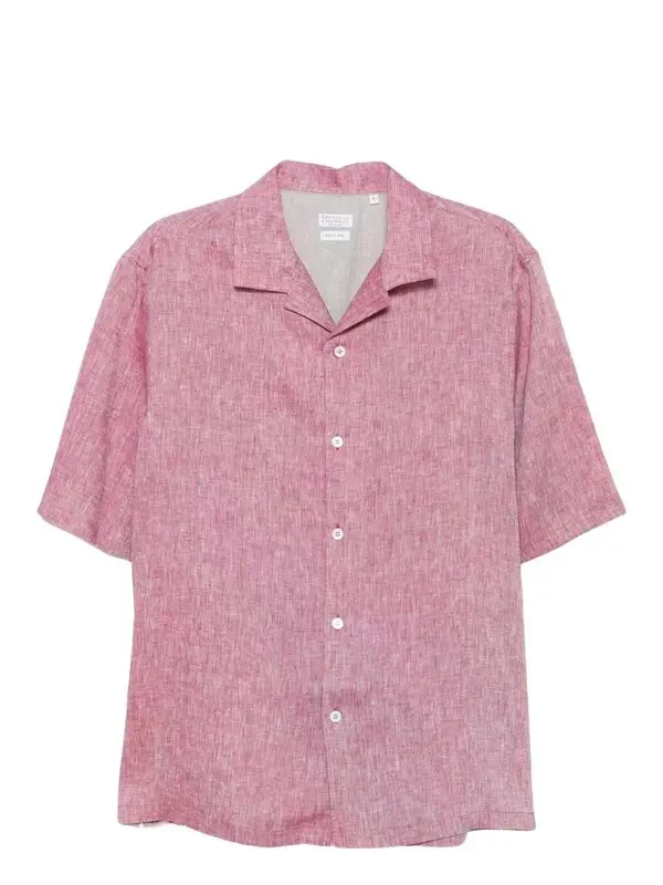 Brunello Cucinelli Camp-collar Short-sleeve Shirt - Red