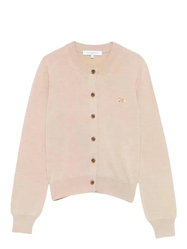 Maison Kitsuné Fox-patch Round-neck Cardigan - Neutrals