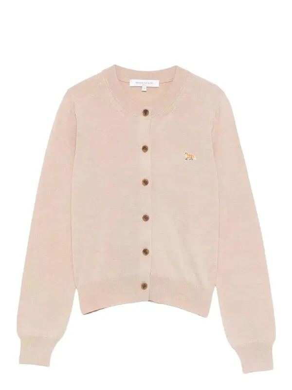 Maison Kitsuné Fox-patch Round-neck Cardigan - Neutrals