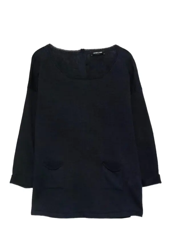 ANNE CLAIRE Round-neck Cardigan - Blue