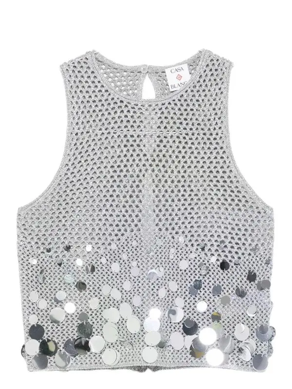 Casablanca Sequin Embellished Sleeveless Top - Grey