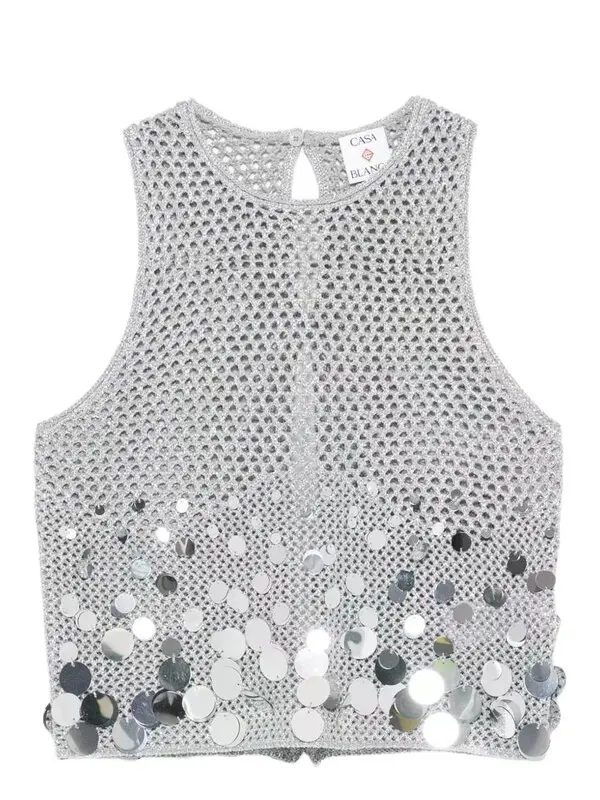 Casablanca Sequin Embellished Sleeveless Top - Grey