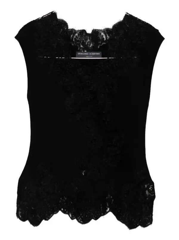 Ermanno Scervino Lace-trimmed Top - Black