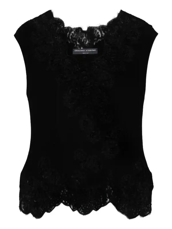 Ermanno Scervino Lace-trimmed Top - Black