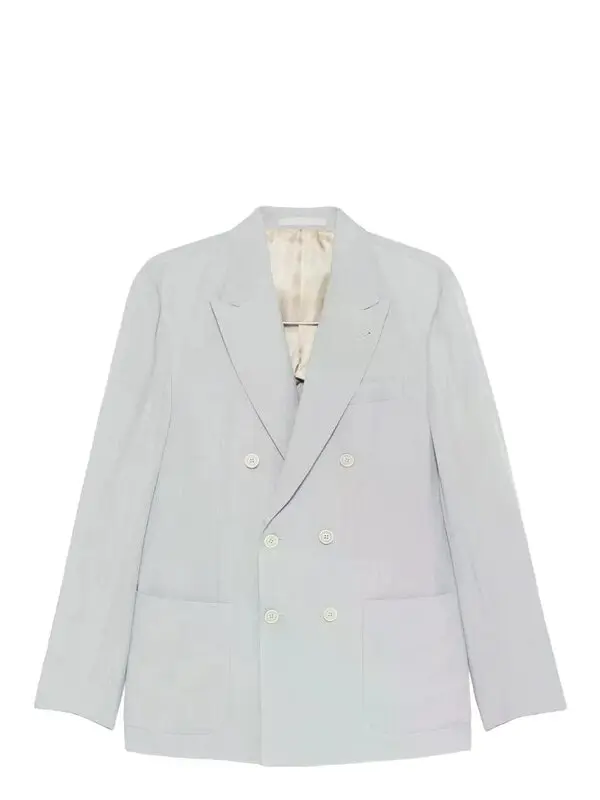 Eleventy Double-breasted Linen Suit - Blue