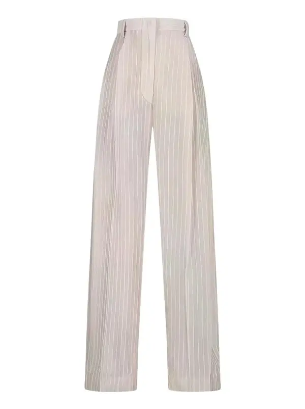 THELATEST Striped Wide Leg Trousers - Neutrals