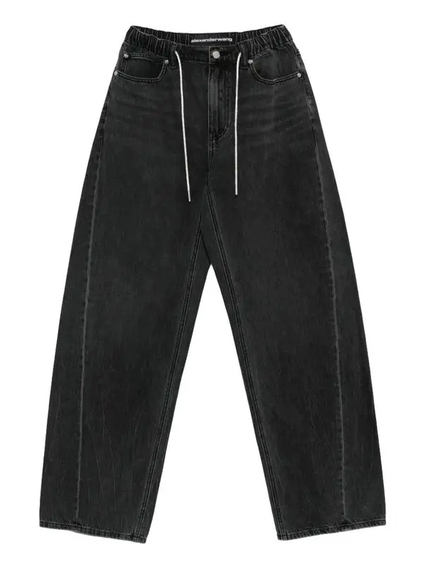 Alexander Wang Logo-patch Wide Leg Jeans - Black