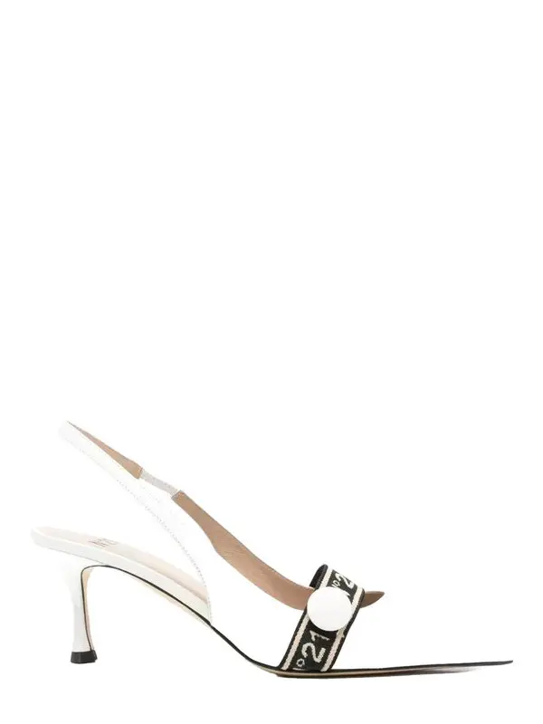 N°21 Embellished Strap Pumps - White