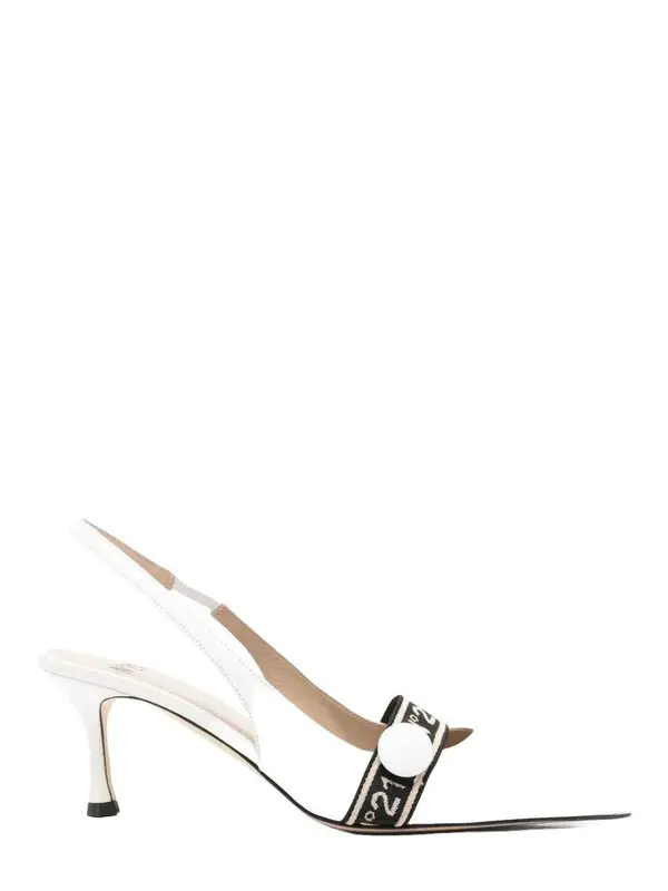 N°21 Embellished Strap Pumps - White