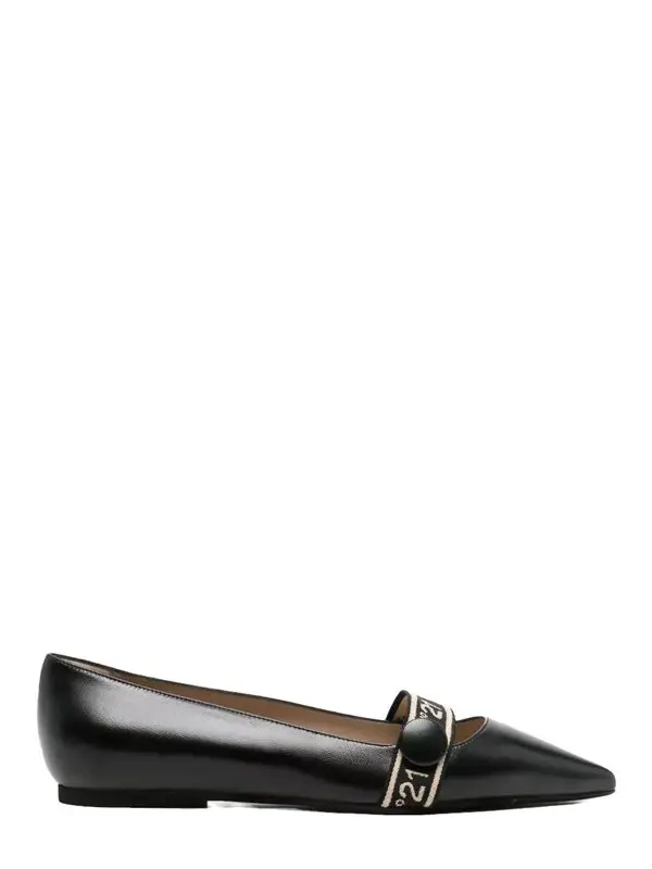 N°21 Pointed Strap Flat Pumps - Black