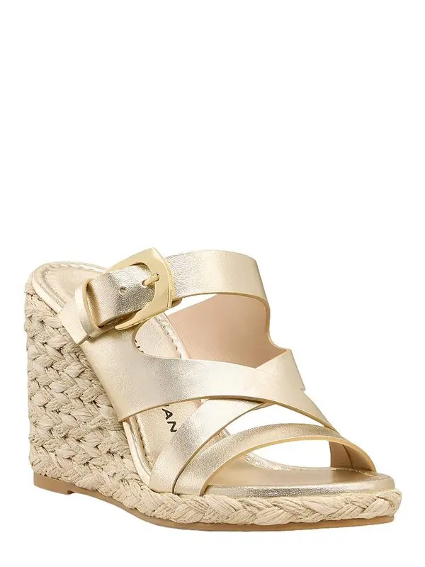STUART WEITZMAN Leather Espadrille Wedge Sandals - Light Gold