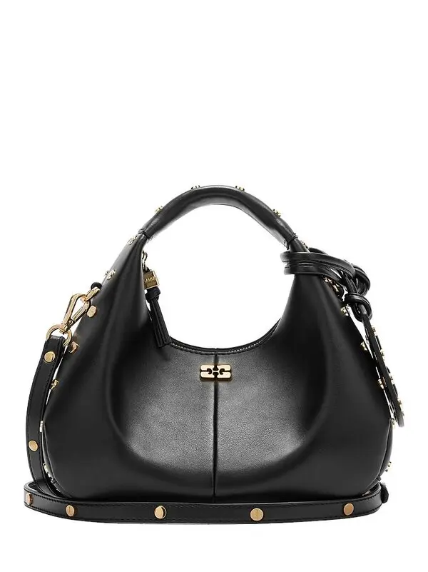 GANNI Mini Studded Hobo Bag - Black