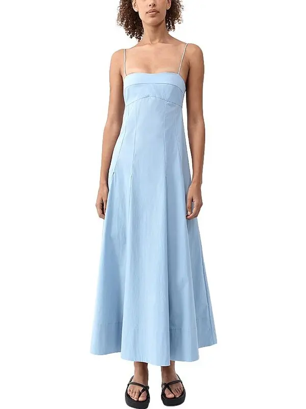 ST. AGNI Everyday Cotton Pleat Midi Dress - Sky