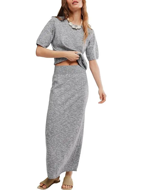 Free People Isabella Sweater Skirt Set - Steel Grey