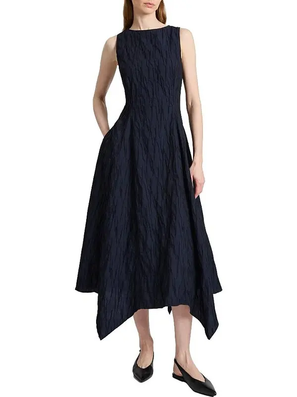 Santorelli Palma Sleeveless Midi Dress In Abstract Jacquard - Midnight