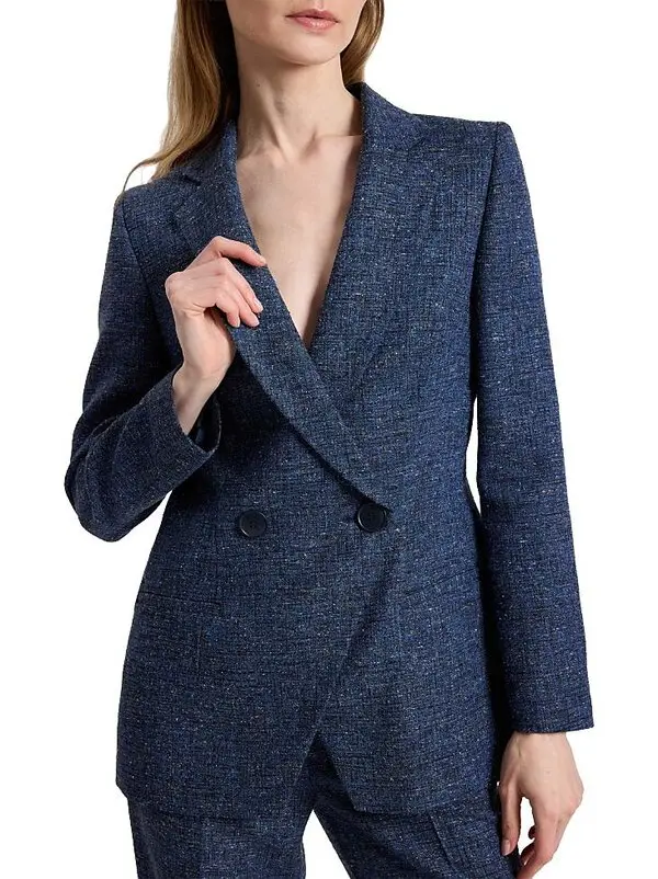 Santorelli Rowan Double-breasted Blazer In Donegal Fabric - Ash