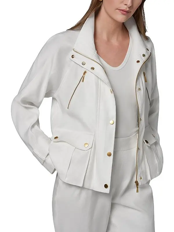 Donna Karan New York Patch Pocket Zip Jacket - Cream
