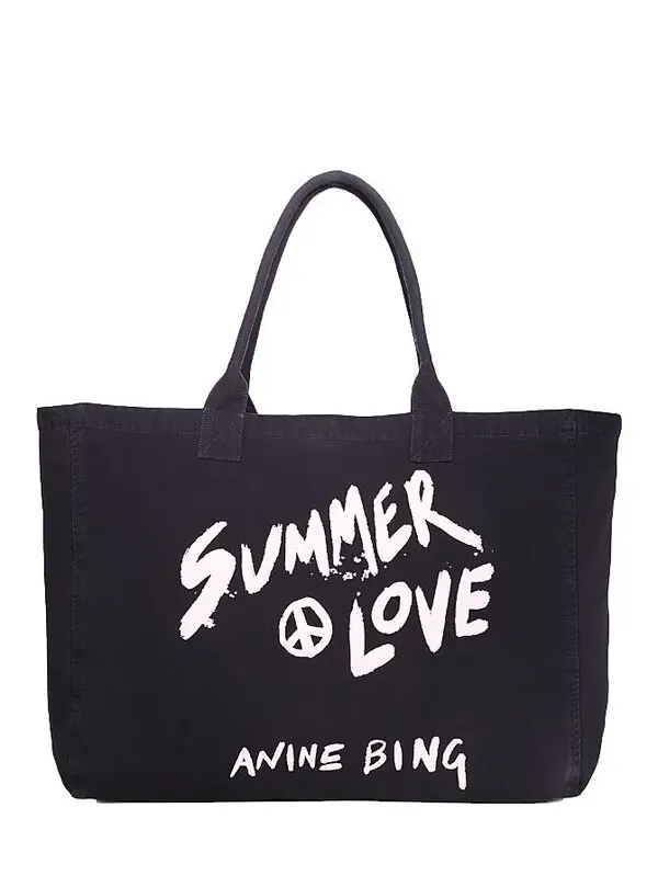ANINE BING Leo Large Denim Tote - Black