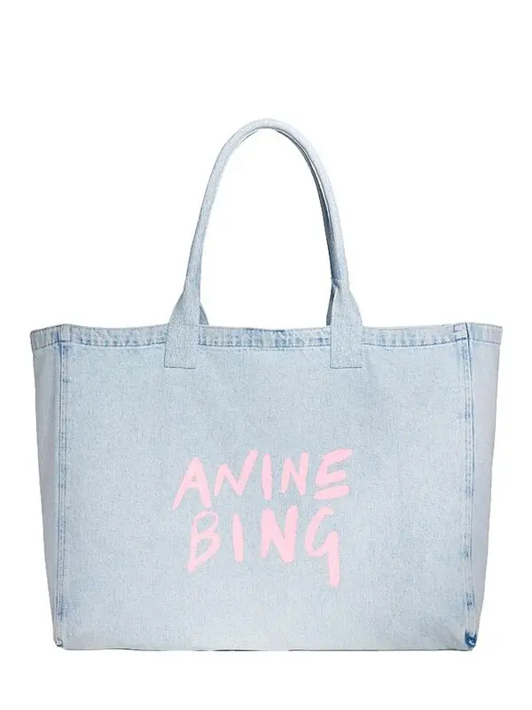 ANINE BING Leo Large Canvas Tote Bag - Washed Blue