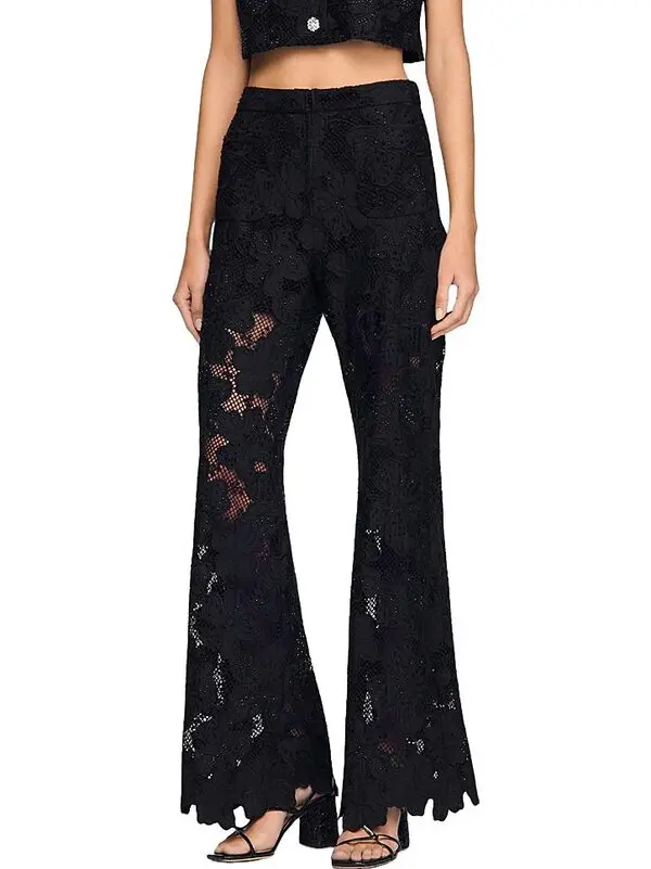 Sandro Amani Guipure Lace Trousers - Black