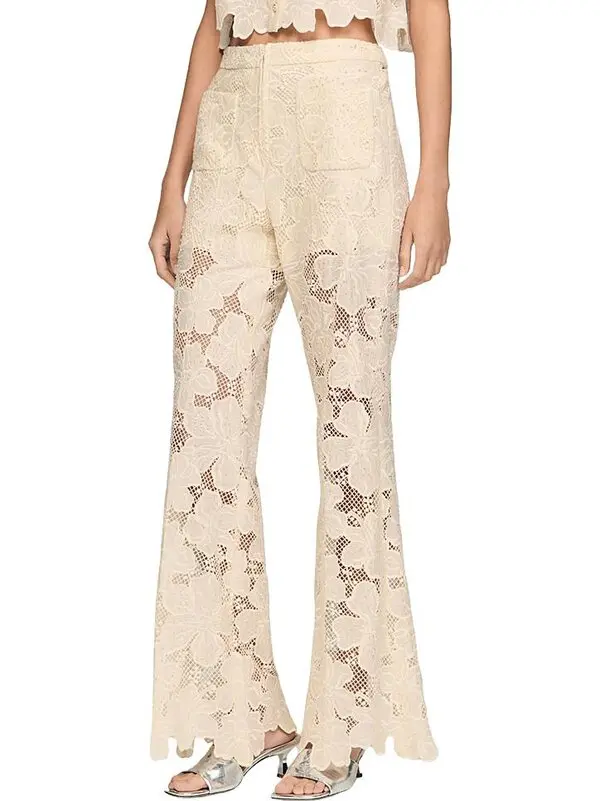 Sandro Amani Guipure Lace Trousers - Ecru