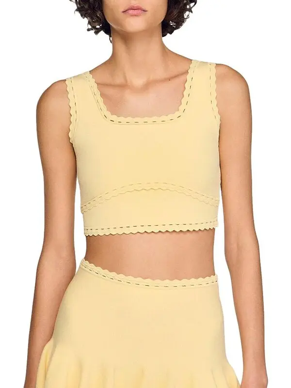 Sandro Telina Knit Crop Top - Butter