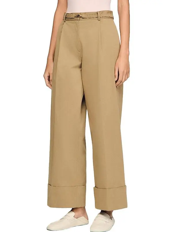 Sandro Tailored Cotton Blend Suit Trousers - Beige