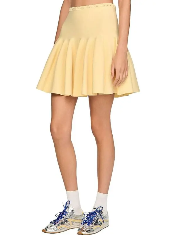 Sandro Telma Short Knit Skater Skirt - Butter