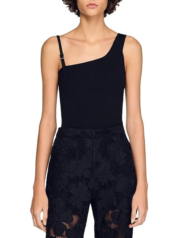 Sandro Miami Asymmetric Knit Sweater - Black