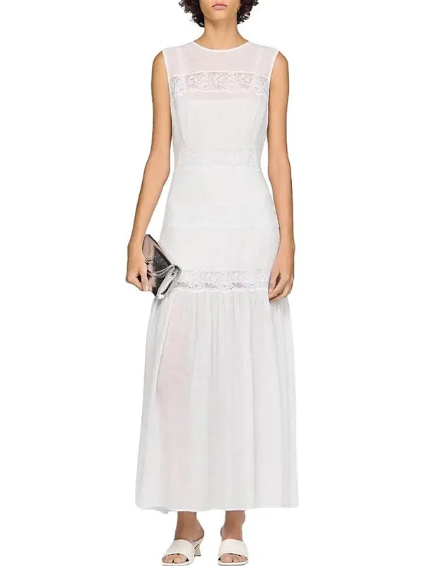 Sandro Crepon Maxi Dress - White