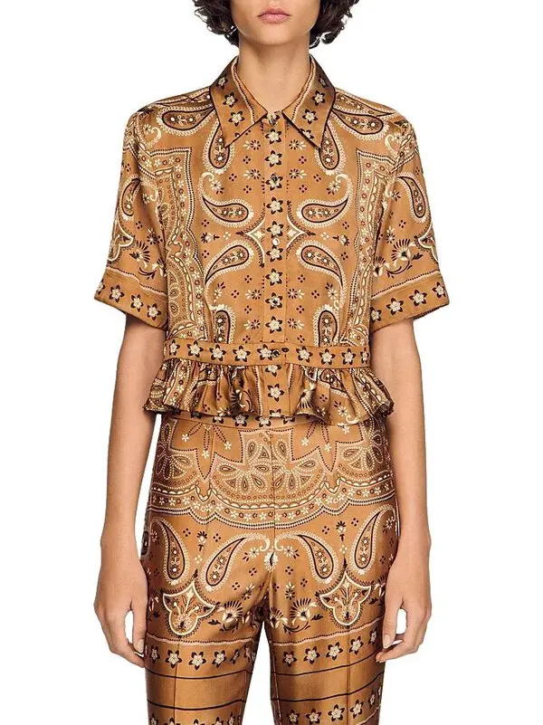 Sandro Vanessi Bandana Print Shirt - Brown Black