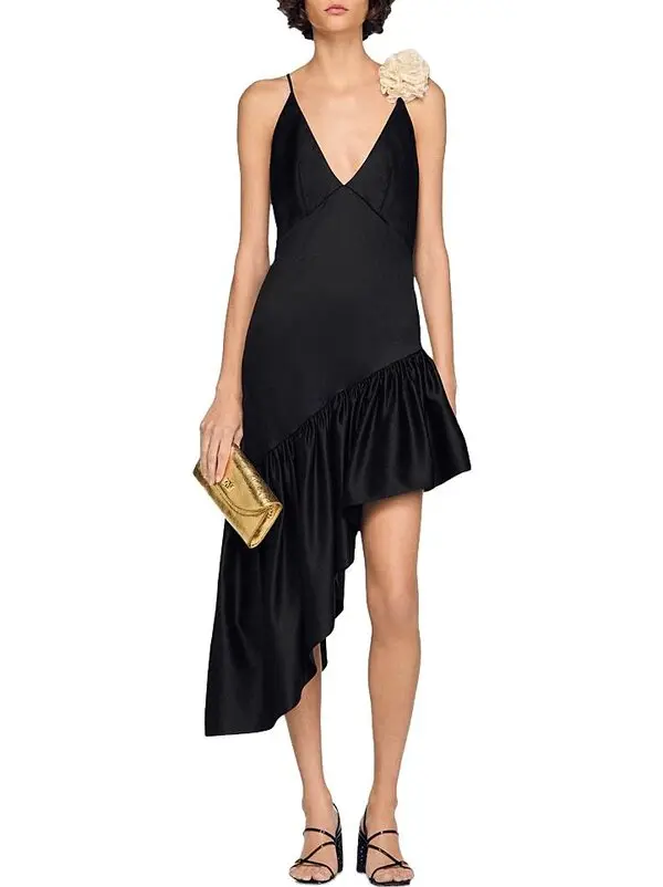 Sandro Short Ruffled Dress - Black