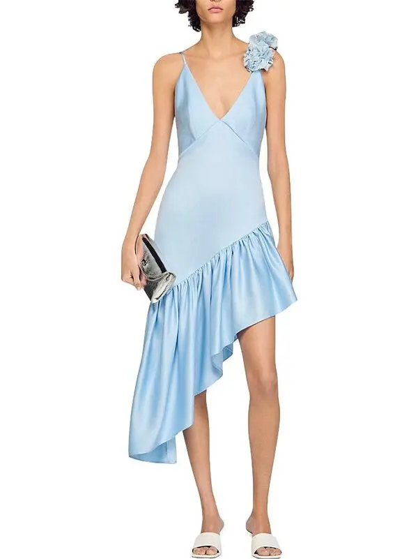 Sandro Ruffled Mini Dress - Blue Sky