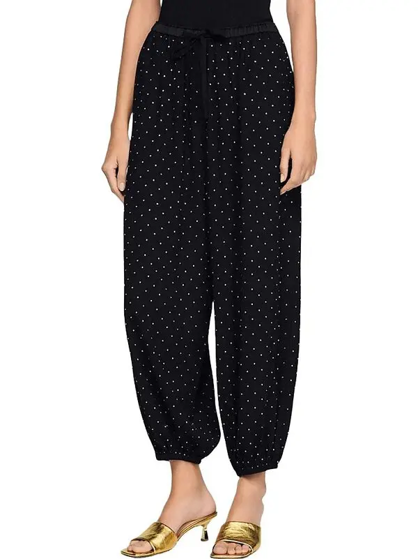 Sandro Rhinestone Embellished Trousers - Black