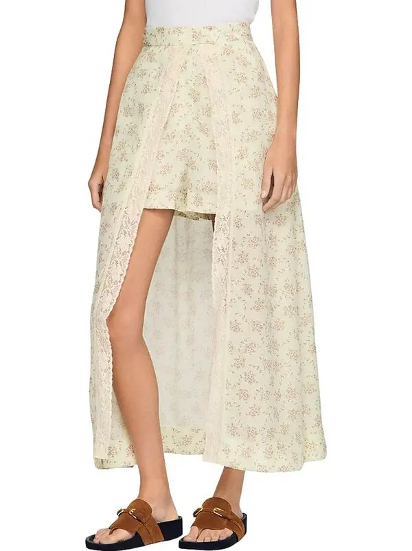 Sandro Floral Print Maxi Skort - Pink / Green