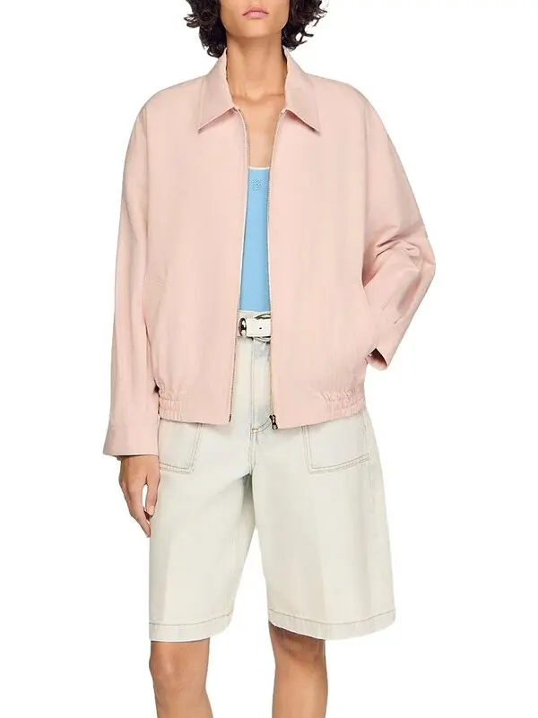 Sandro Cotton And Linen Jacket - Pink
